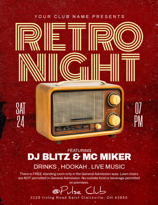 Copy of Red Maximalist Retro Night Flyer (us Letter) | PosterMyWall