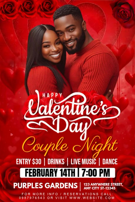 Red Maximalist Romantic Love Party | Valentine's Party Poster Template ...