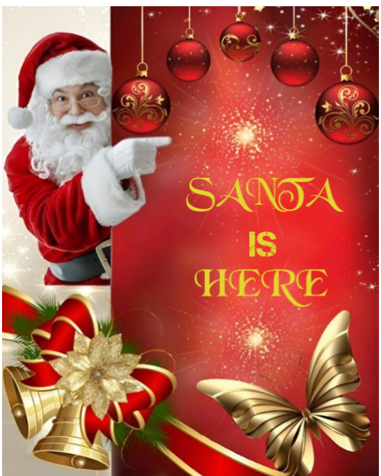 Red Maximalist Santa Is Here Instagram Portrait Template | PosterMyWall