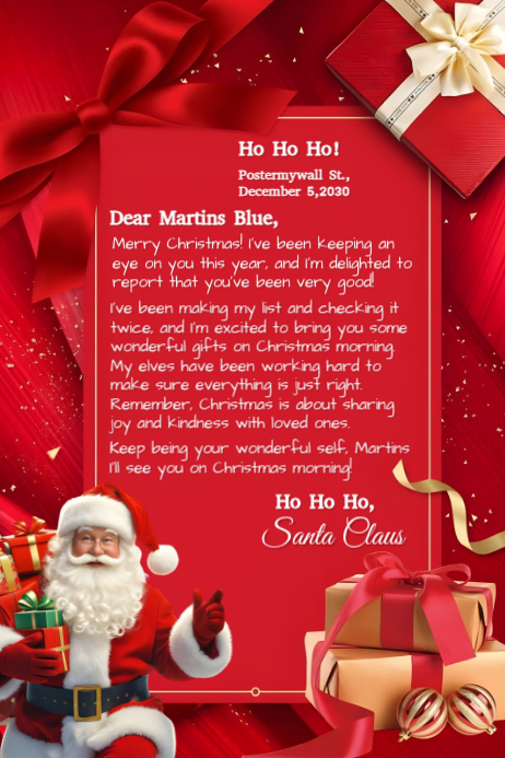 Plantilla de Red Maximalist Santa Letter Poster | PosterMyWall