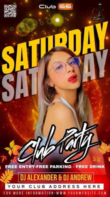 Red Maximalist Saturday Night Cl;ub Party Dig Template | PosterMyWall
