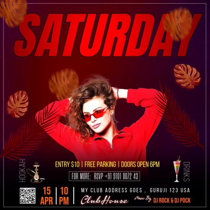 Red Maximalist Saturday Night Instagram Post Template | PosterMyWall