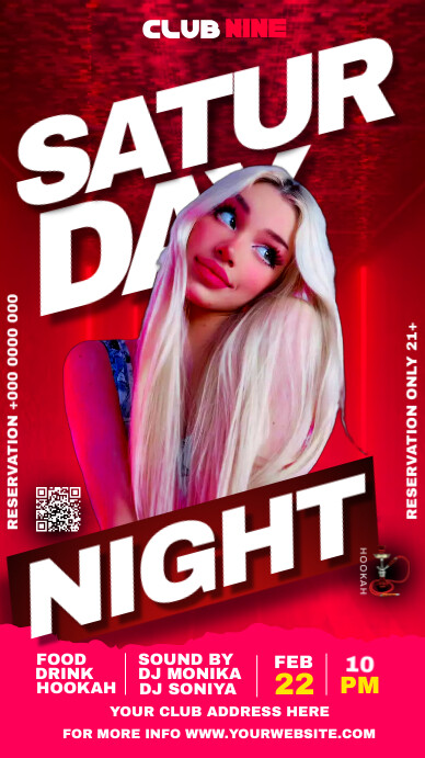 Red Maximalist Saturday Night Sexy Party Ads Template | PosterMyWall