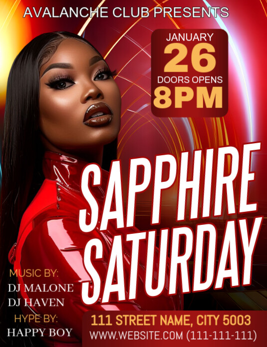 Red Maximalist Saturday Party Night Ads Flyer (us Letter) Template ...
