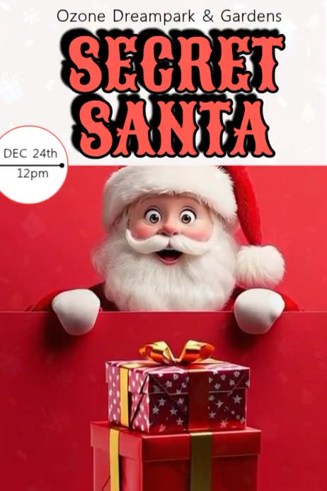 Red Maximalist Secret Santa Gift Exchange Party Poster Template ...