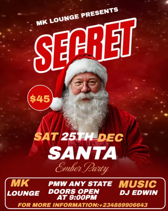 Red Maximalist Secret Santa Party Instagram Portrait Template ...