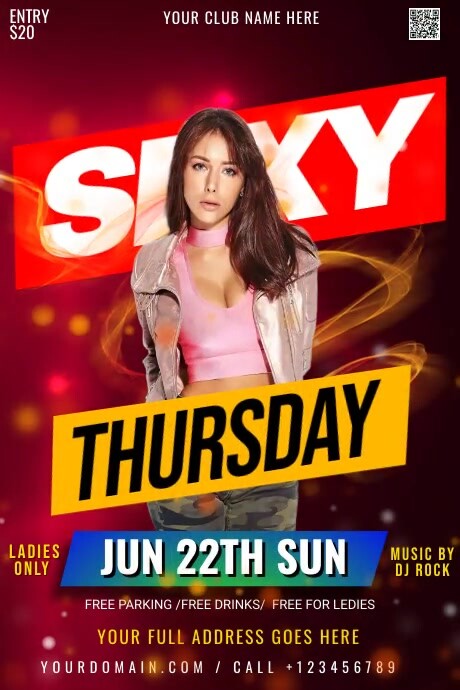 Red Maximalist Sexy Thursday Night Party Post Template | PosterMyWall