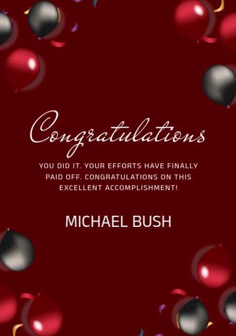 Red Maximalist Simple Congratulations Card Animation A4 Template | PosterMyWall