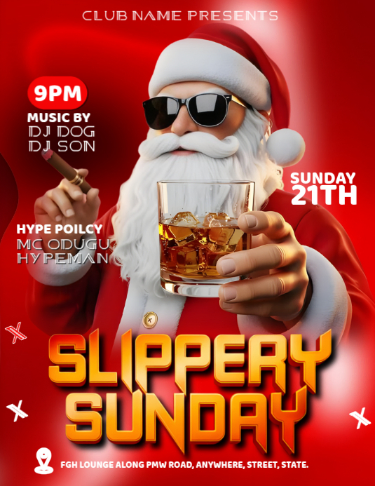 Copy of Red Maximalist Slippery Sunday Flyer (us Letter) | PosterMyWall