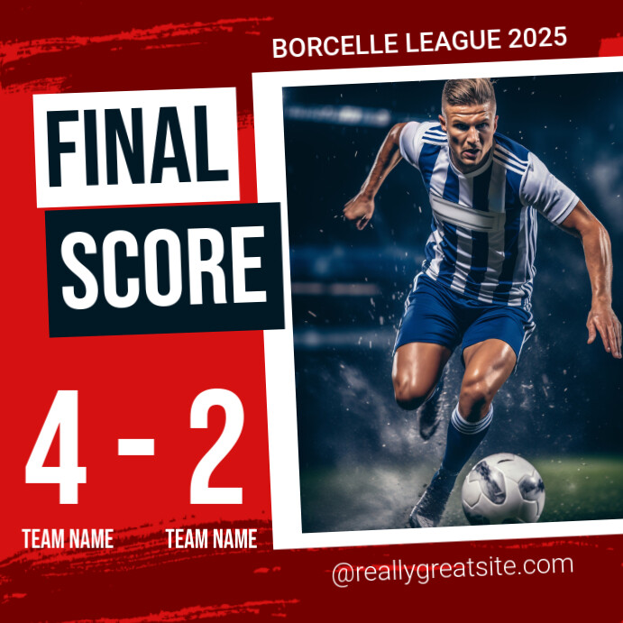 Copy of Red Maximalist Soccer Final Score Instagram Post | PosterMyWall