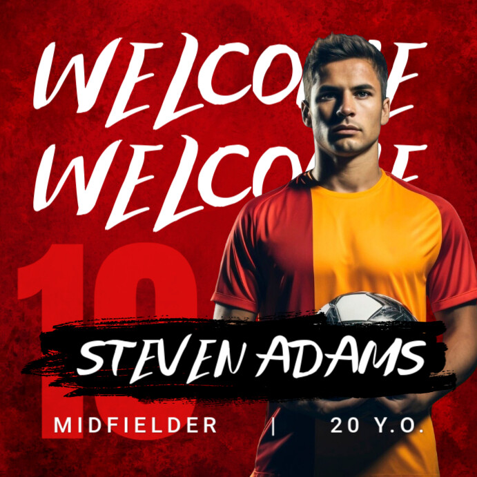 Copy of Red Maximalist Soccer Player Instagram Post | PosterMyWall