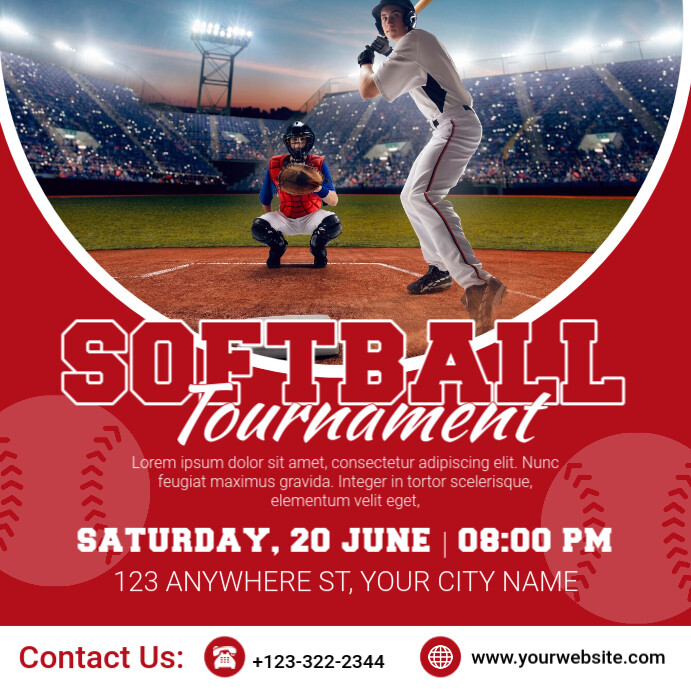 Copy of Red Maximalist Softball Instagram Post | PosterMyWall