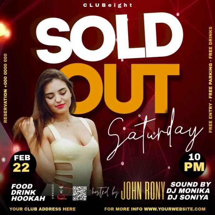 Copy of Red Maximalist Sold Out Night Party Instagram Post | PosterMyWall