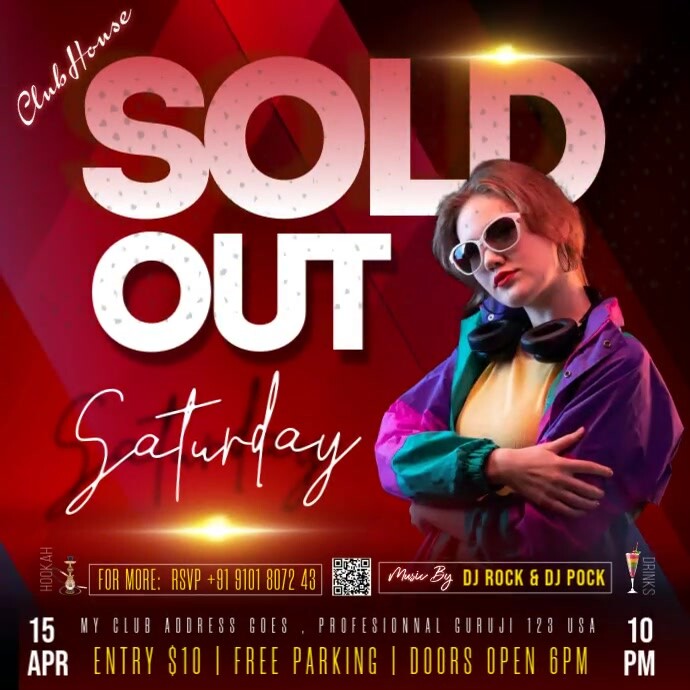 Red Maximalist Soldout Night Instagram Post Template | PosterMyWall
