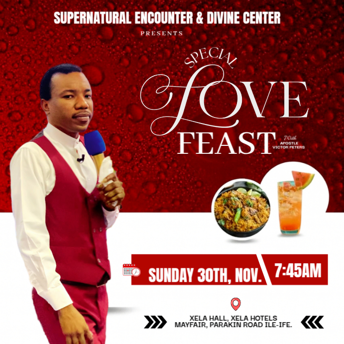 Red Maximalist Special Love Feast Church Flyer Instagram Post Templat ...