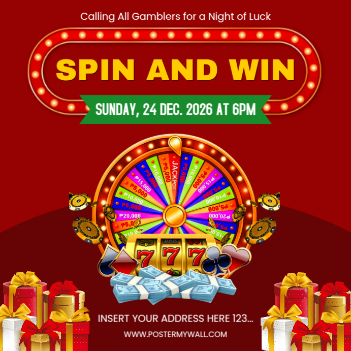 Plantilla de Red Maximalist Spin And Win Contest Instagram Post ...