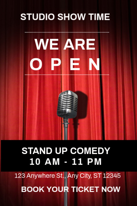 Red Maximalist Stand Up Comedy Advertising Promo Ad Poster Template ...