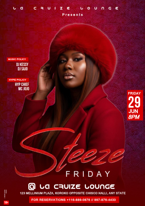 Szablon Red Maximalist Steeze On Steeze A3 | PosterMyWall