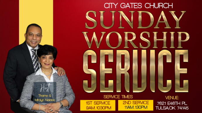 Plantilla de Red Maximalist Sunday Church Service Digital Display (16:9 ...