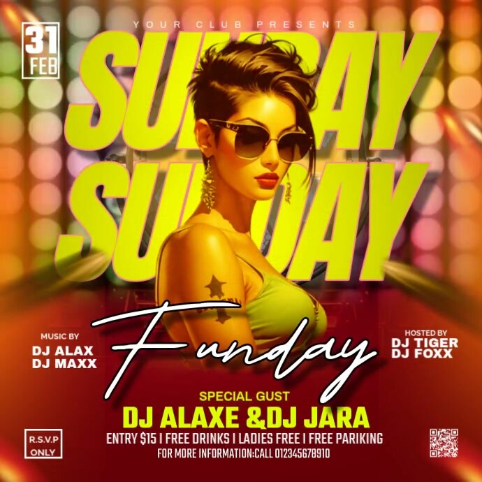 Red Maximalist Sunday Funday Instagram Post Template | PosterMyWall