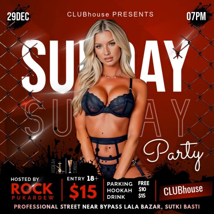 Red Maximalist Sunday Night Instagram Post Template | PosterMyWall