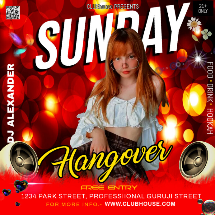 Red Maximalist Sunday Night Instagram Post Template | PosterMyWall