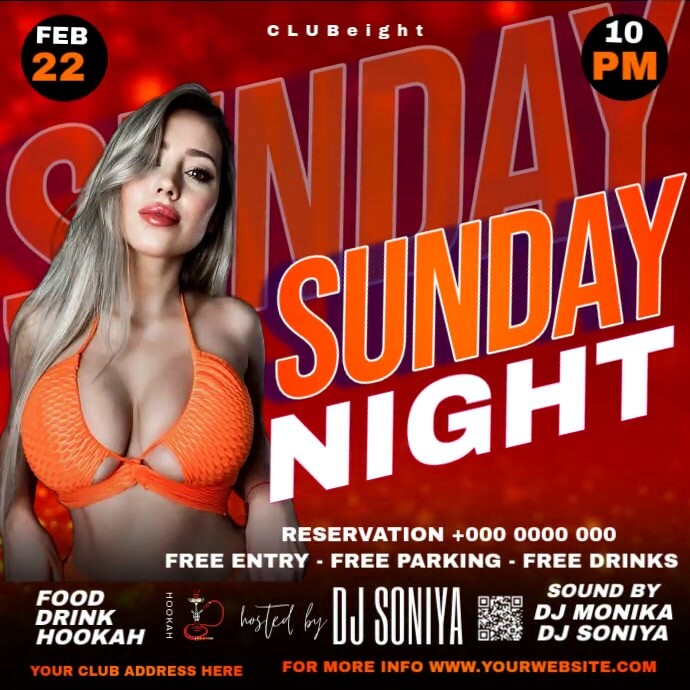 Red Maximalist Sunday Night Instagram Post Template | PosterMyWall