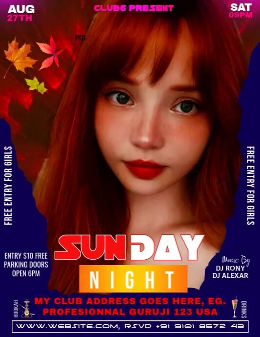 Red Maximalist Sunday Night Party Flyer (us Letter) Template | PosterMyWall