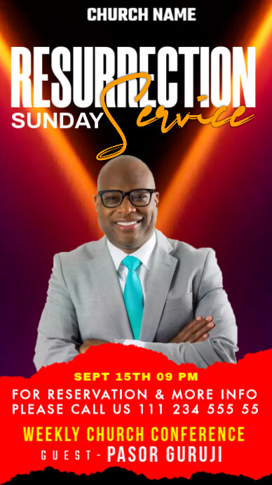 Red Maximalist Sunday Service Instagram Story Template | PosterMyWall