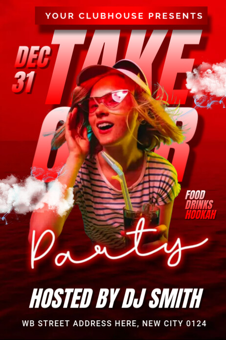 Red Maximalist Takeover Night Poster Template | PosterMyWall