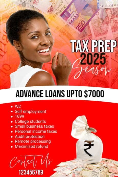 Red Maximalist Tax Prep 2025 Season Poster Template | PosterMyWall