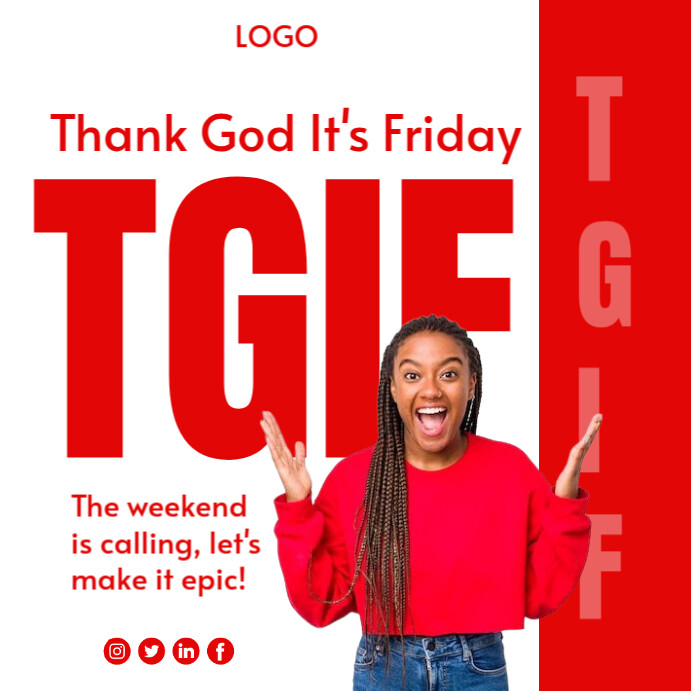 Plantilla de Red Maximalist Tgif Instagram Post | PosterMyWall