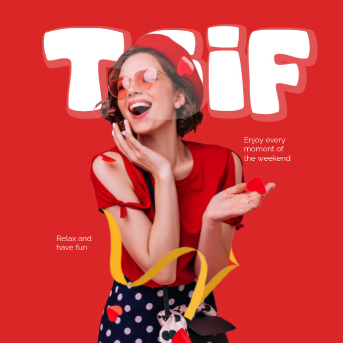 Red Maximalist Tgif Instagram Post Template | PosterMyWall