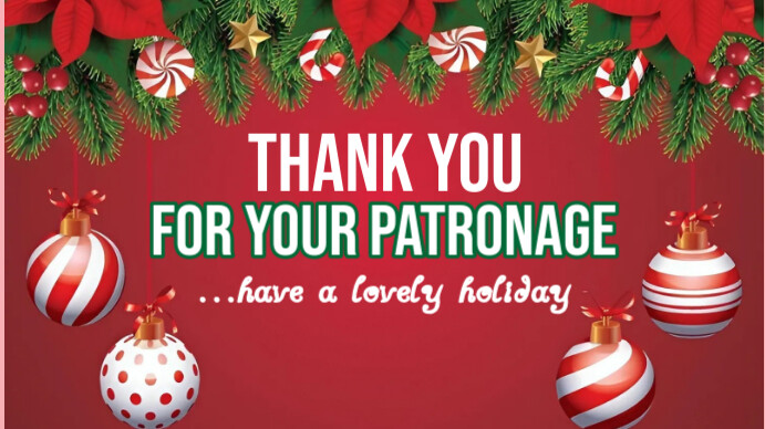 Red Maximalist Thank You For Your Patronage Card Digital Display (16:9 ...