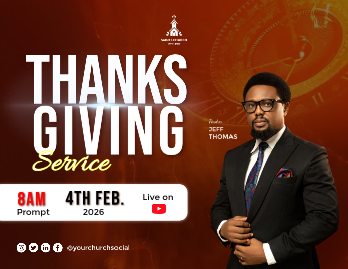 Red Maximalist Thanksgiving Church Service Flyer Template Flyer (us ...