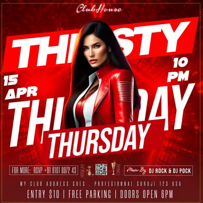 Plantilla de Red Maximalist Thirsty Thursday Night Party I | PosterMyWall