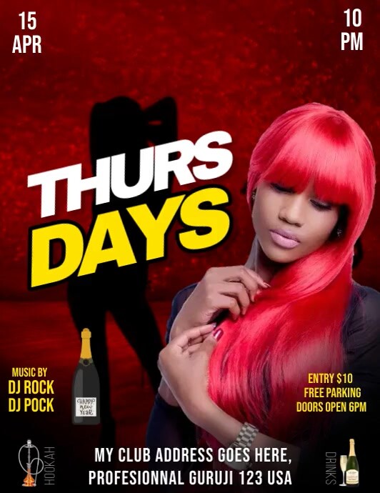 Copy of Red Maximalist Thursday Night Party Ads Flyer | PosterMyWall