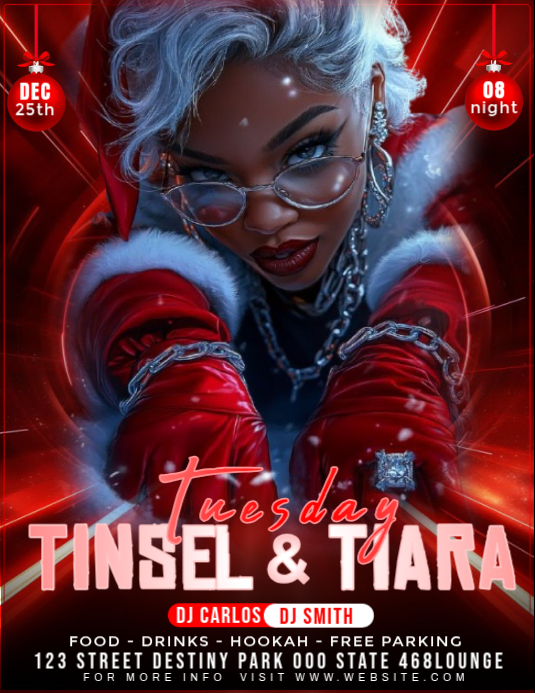 Red Maximalist Tinsel And Tiara Tuesday Flyer (us Letter) Template ...