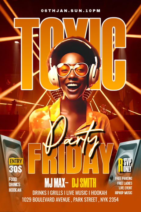 Red Maximalist Toxic Friday Party Banner 4' × 6' Template | PosterMyWall