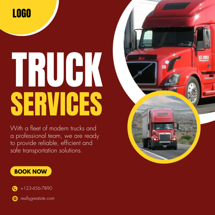 Red Maximalist Truck Services Flyers Instagra Template | PosterMyWall