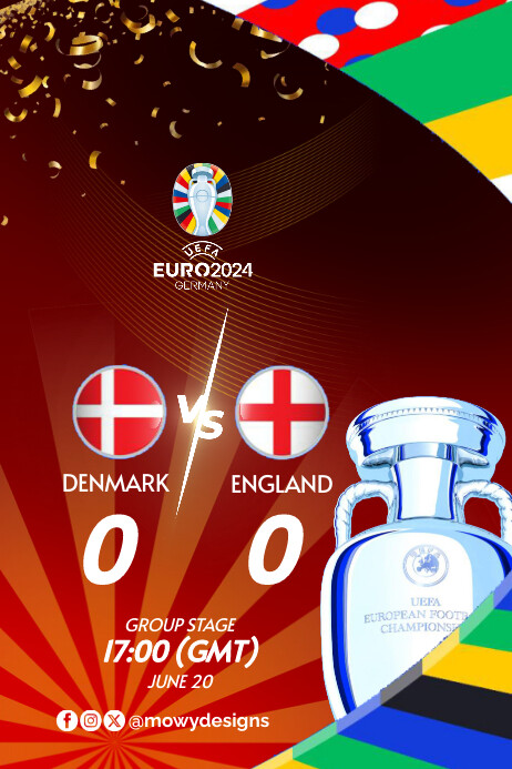 Red Maximalist Uefa Euro 2024 Fixtures Poster Template | PosterMyWall