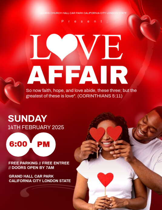 Red Maximalist Valentine's Church Program Template Design Flyer (us Letter) | PosterMyWall