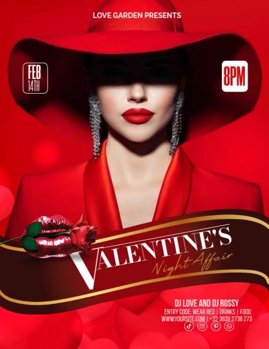 Red Maximalist Valentine's Night Party Video Flyer (us Letter) Template | PosterMyWall