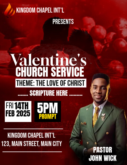 Copy of Red Maximalist Valentine's Church Service Flyer (us Letter) | PosterMyWall