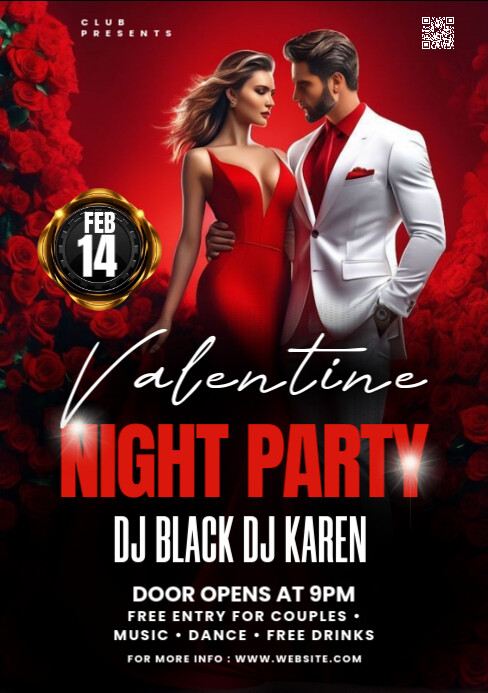 Red Maximalist Valentine's Date Night Flyer A5 Template | PosterMyWall