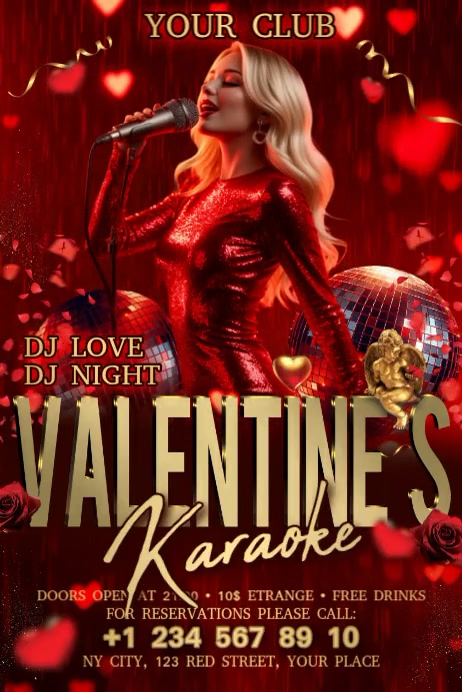 Red Maximalist Valentine's Day Banner 4' × 6' Template | PosterMyWall