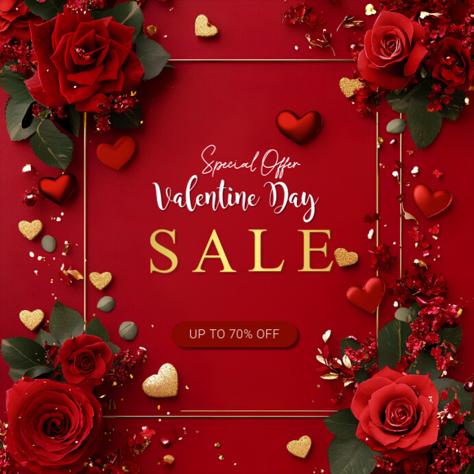 Red Maximalist Valentine's Day Deals Instagram Post Template | PosterMyWall