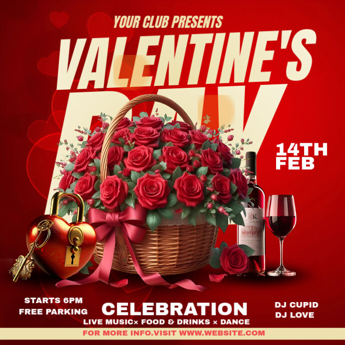 Red Maximalist Valentine's Day Design Square (1:1) Template | PosterMyWall