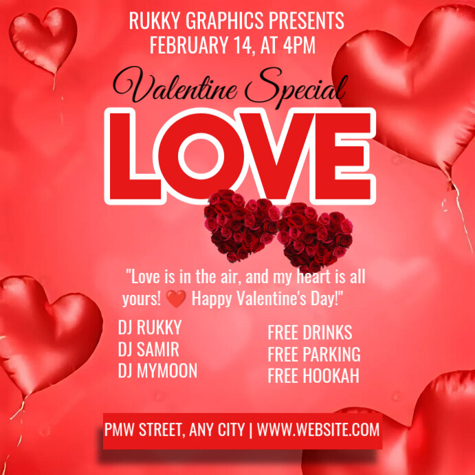 Red Maximalist Valentine's Day Design Template Instagram Post | PosterMyWall