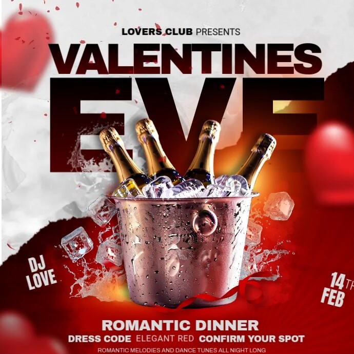 Red Maximalist Valentine's Day Eve Instagram Post Template | PosterMyWall
